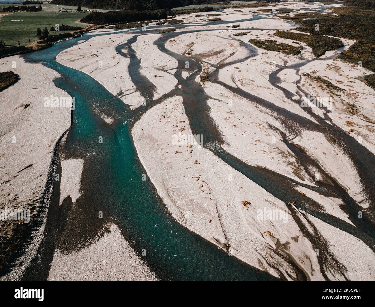 stony river bottom without vegetation and sharp trickles of water ...