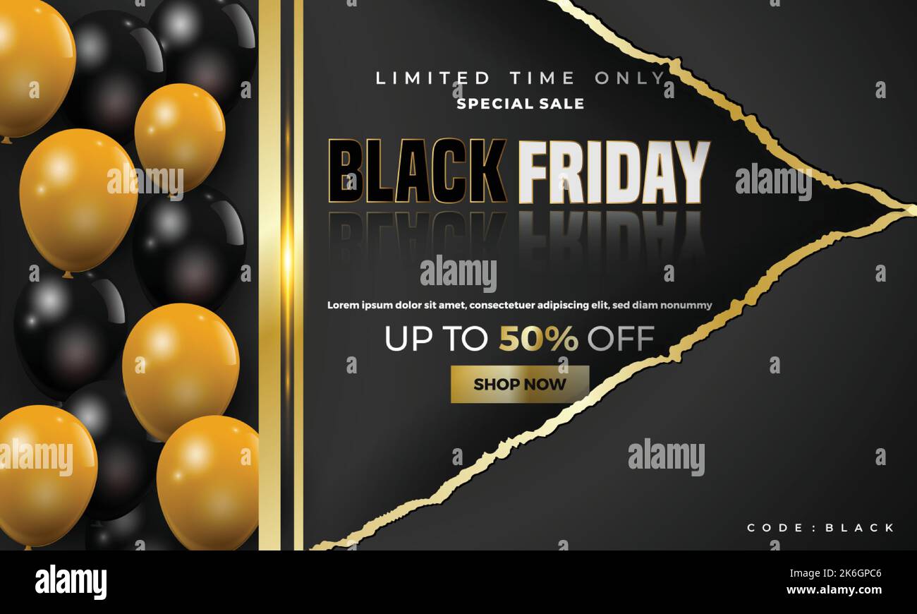 Golden luxury background black friday special sale promotion banner ...