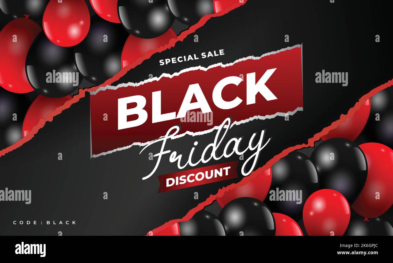 Black friday special sale promotion banner with realistic ripped papper ...