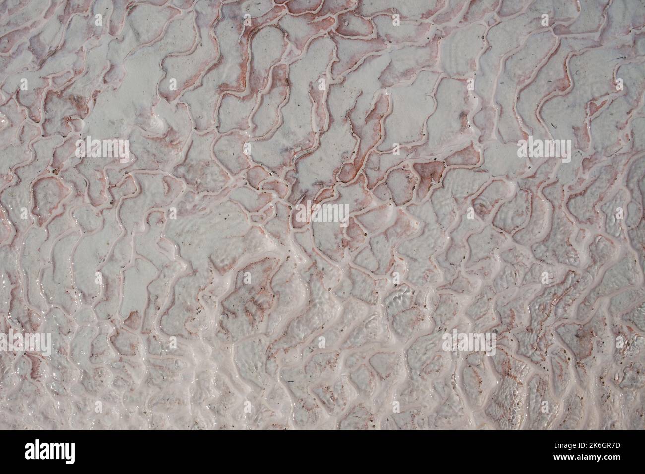 Limestone floor with water in Pamukkale calcium travertine in Turkey ...