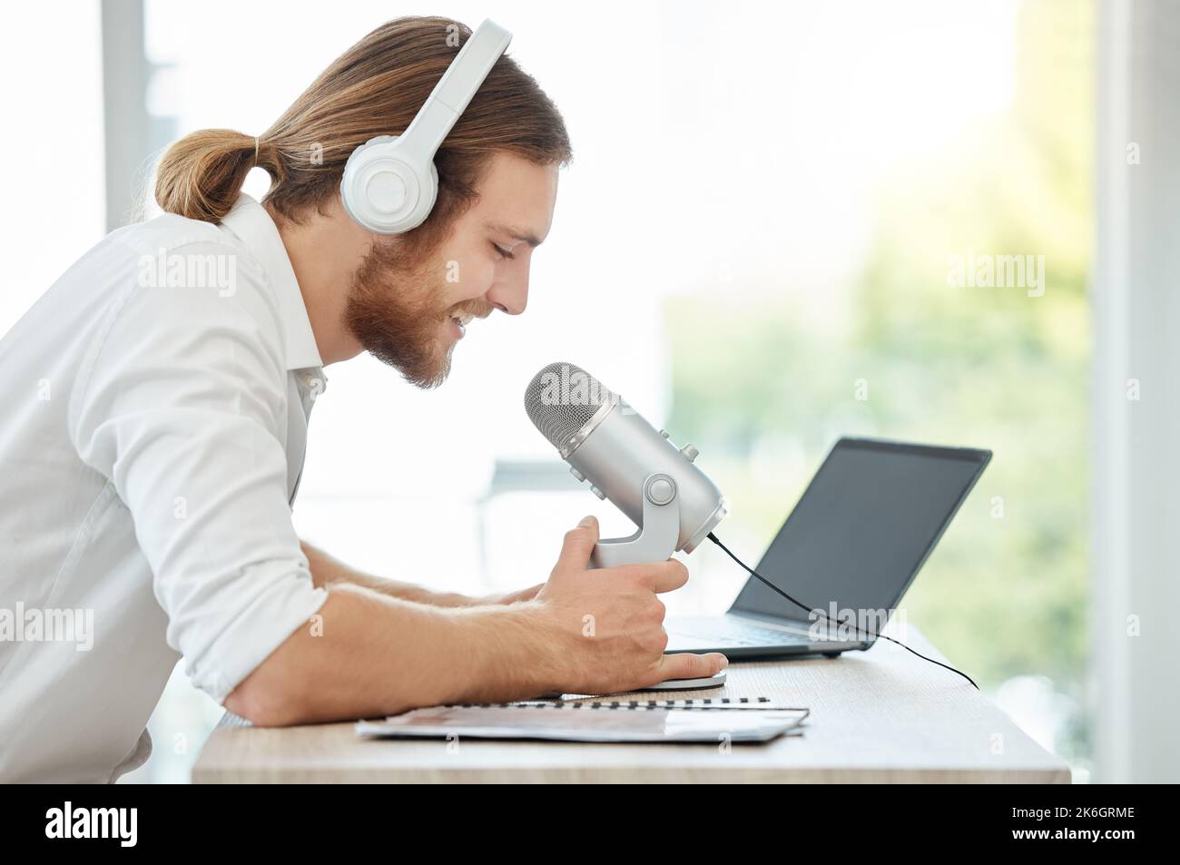 Inspiring his audience with riveting content. a young businessman using ...