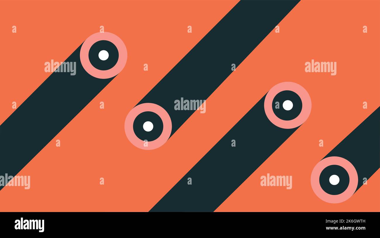 Colorful abstract geometric vector art background with coral and dark blue color eye shapes ...