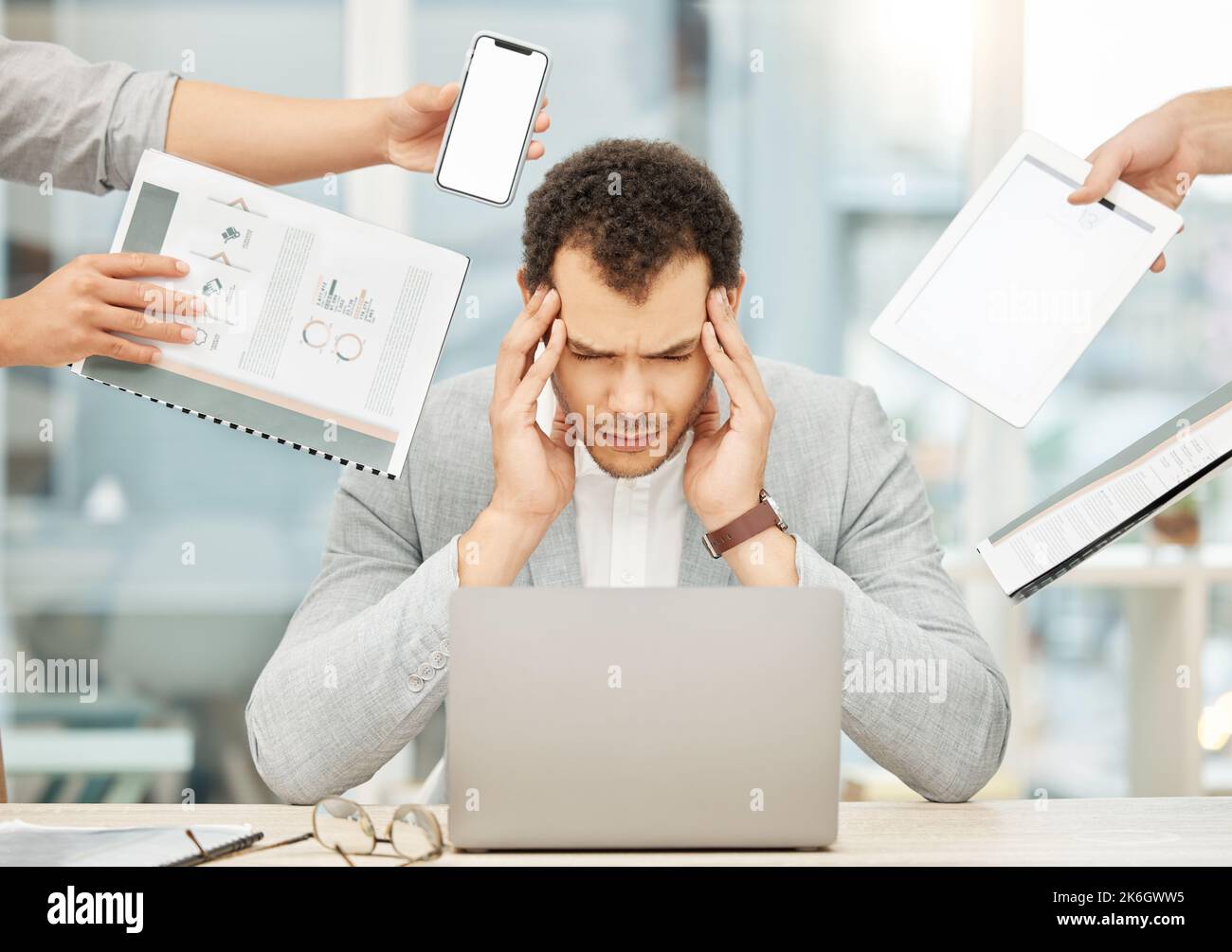 Where must I find the time to do everything. a young businessman ...