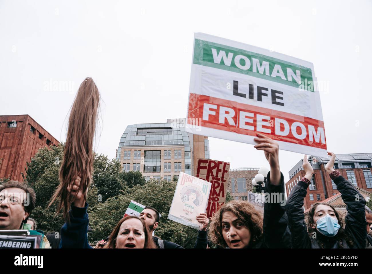 New York, United States. 01st Oct, 2022. Women holding up protest signs ...