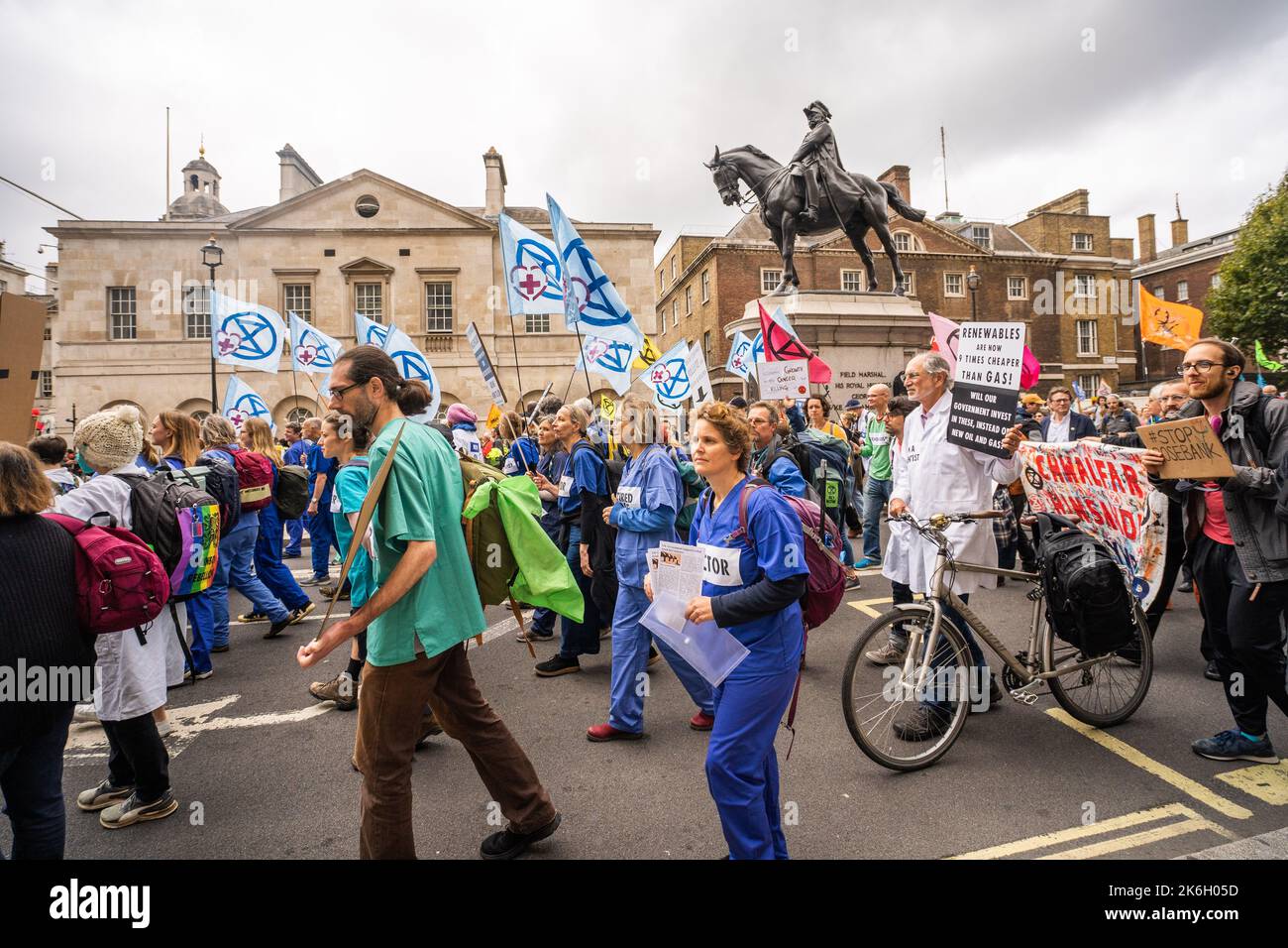 London UK. 14 October 2022 . Hundreds of Extinction Rebellion activists ...