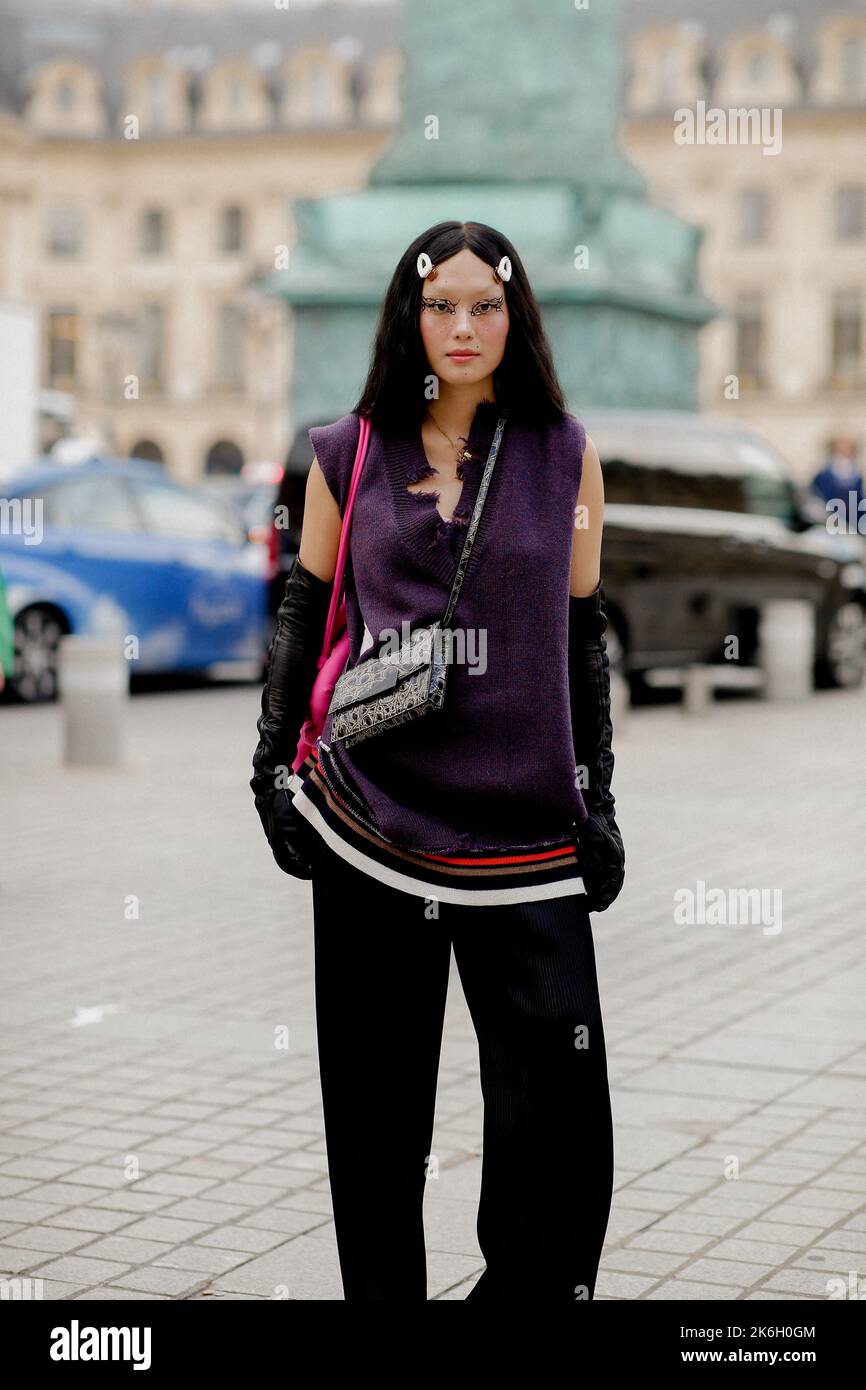 Street style, Kicki Yang Zhang arriving at Schiaparelli Spring Summer ...