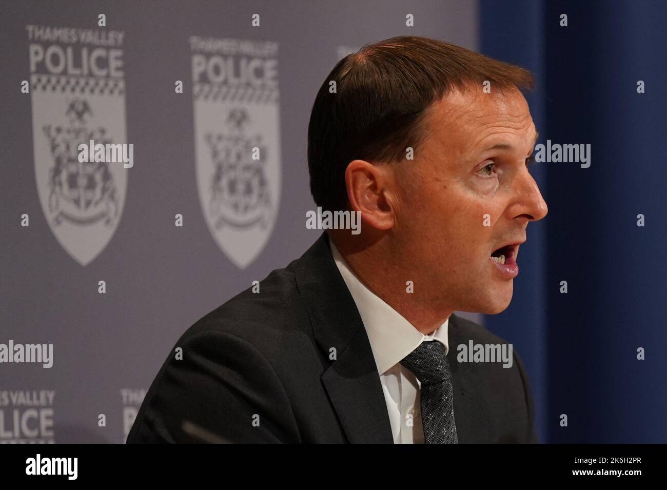 Detective Chief Superintendent Ian Hunter speaking at a press ...