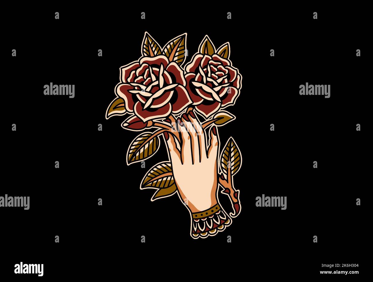 Hand Holding Rose Tattoo