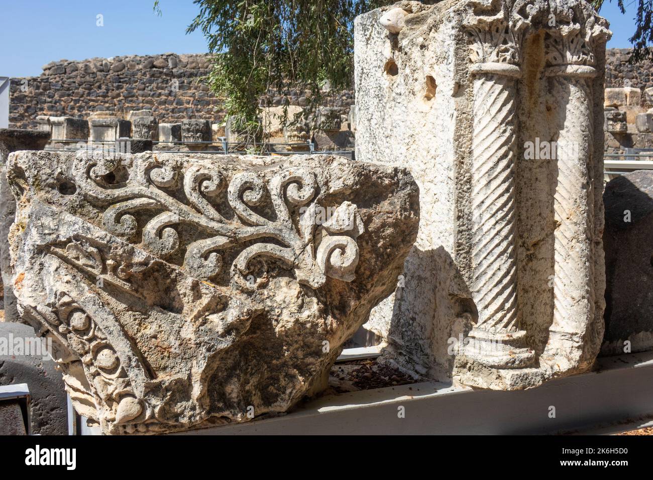 Israel, Galilee, Capernaum, synagogue carvings Stock Photo - Alamy