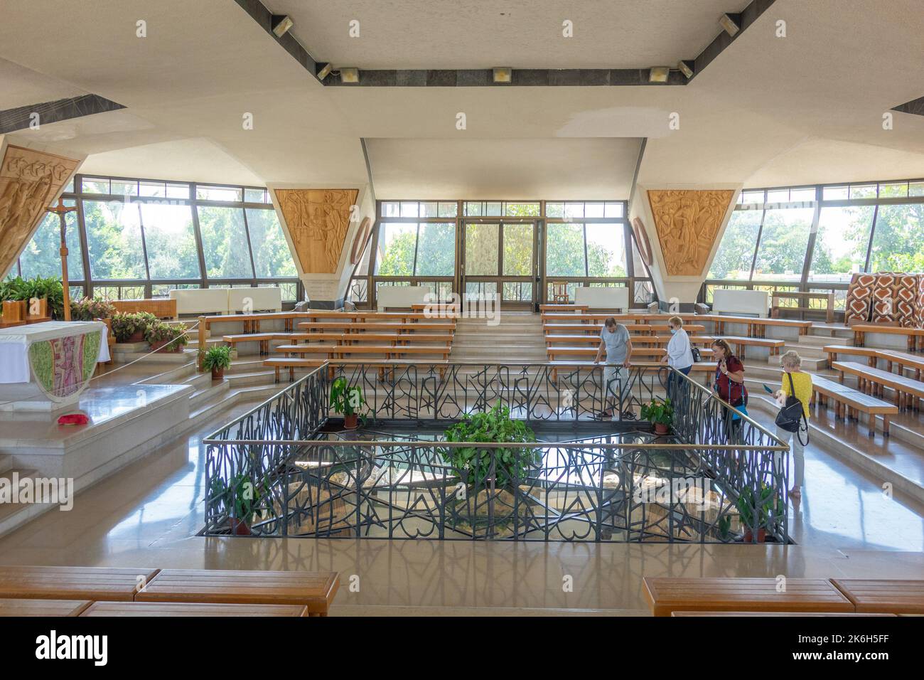 Israel, Galilee, Capernaum, St.Peter's memorial church, interior Stock ...