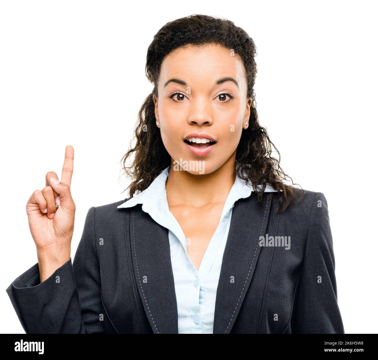 Dont forget to look up. a confident young businesswoman gesturing ...