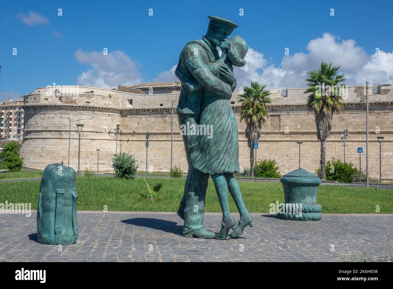 Italy, Rome, Civitavecchia, Kissing statue & fortress Stock Photo - Alamy