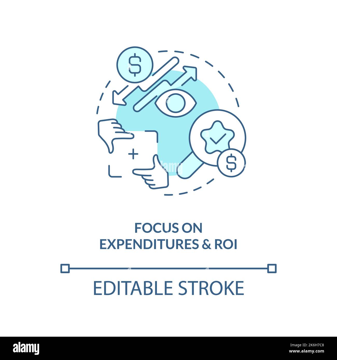 Focus on expenditures and ROI turquoise concept icon Stock Vector Image ...