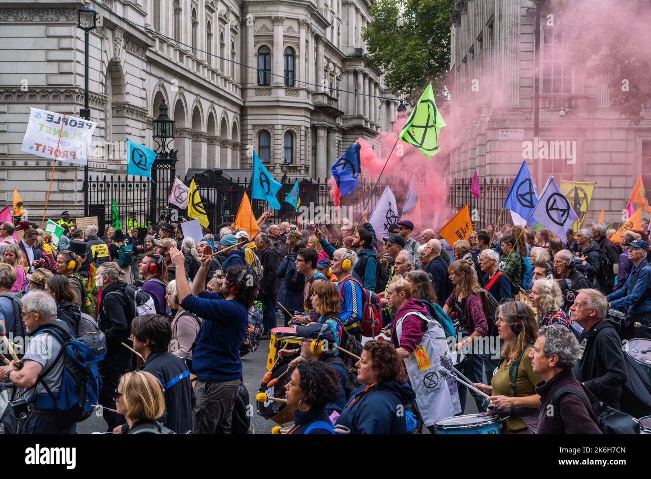 London UK. 14 October 2022 . Hundreds of Extinction Rebellion activists ...