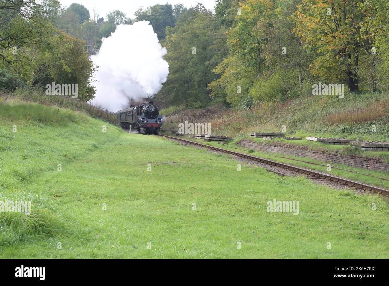 73156 a standard class 5MT pulling a passenger train on The Blue Bell ...