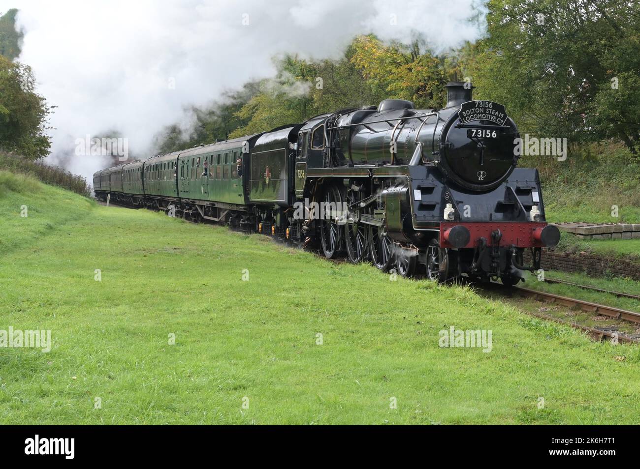 73156 a standard class 5MT pulling a passenger train on The Blue Bell ...