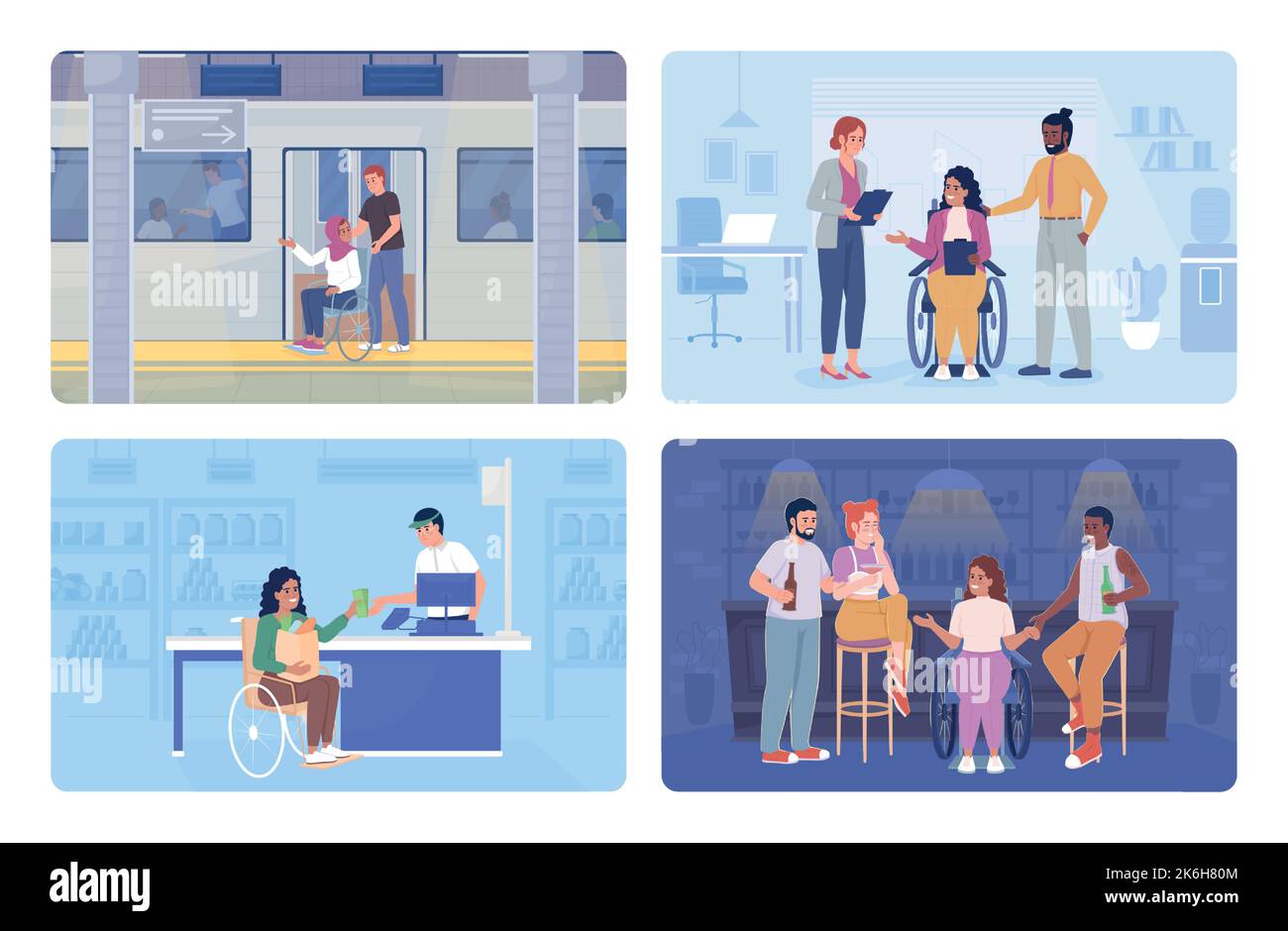 Social inclusion 2D vector isolated illustration set Stock Vector Image & Art - Alamy