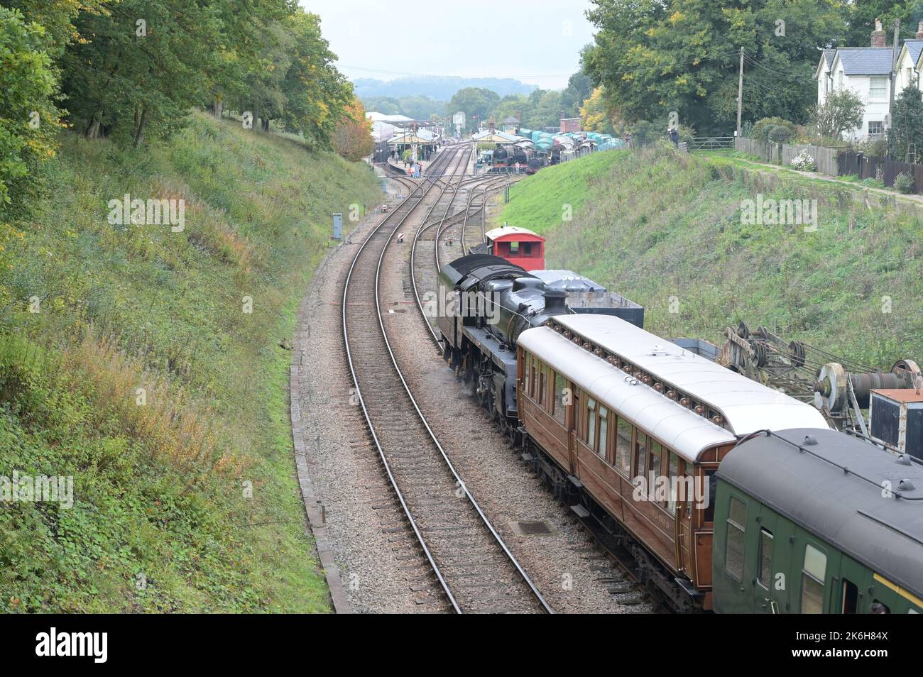 73082 "Camelot" pulling a passenger train backwards on The Bluebell ...