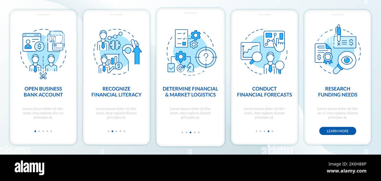 Financial management for startup blue onboarding mobile app screen ...