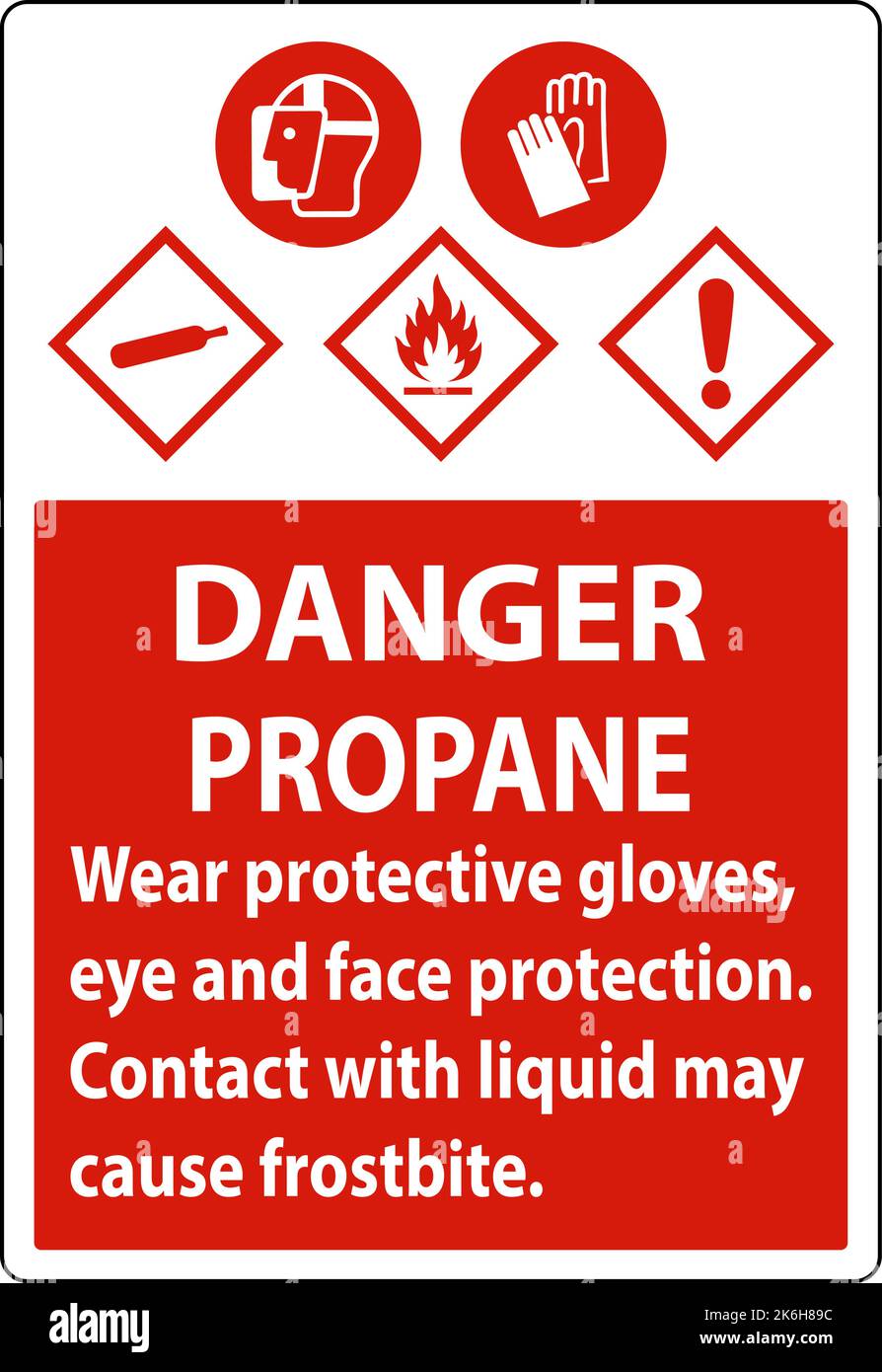 Danger Propane Flammable Gas PPE GHS Sign Stock Vector Image & Art - Alamy