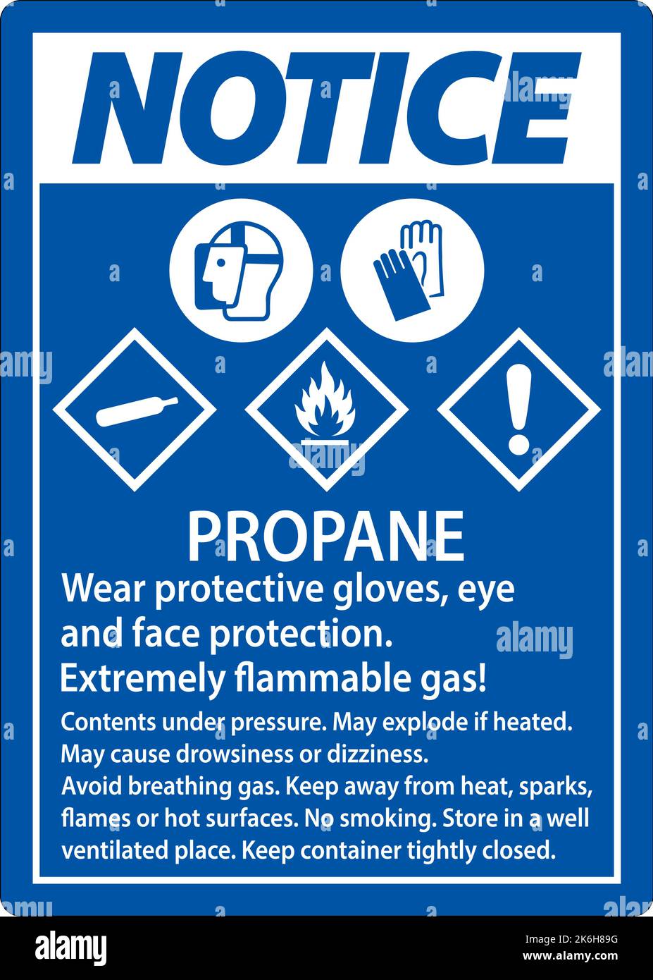 Notice Propane Flammable Gas PPE GHS Sign Stock Vector Image & Art - Alamy