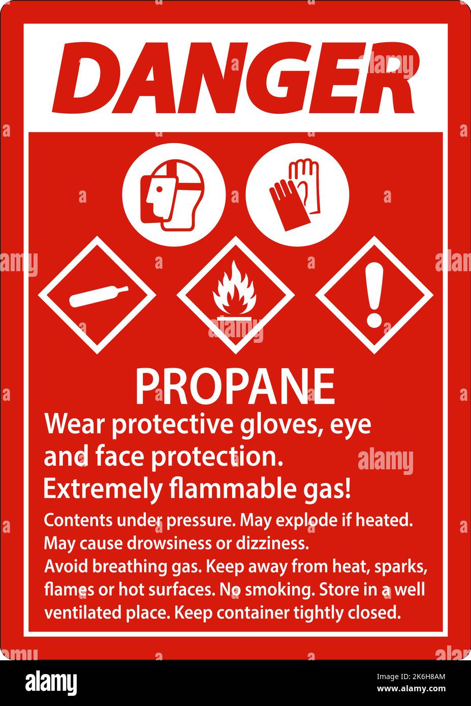 Danger Propane Flammable Gas PPE GHS Sign Stock Vector Image & Art - Alamy