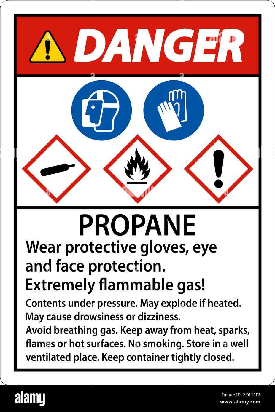 Danger Propane Flammable Gas PPE GHS Sign Stock Vector Image & Art - Alamy