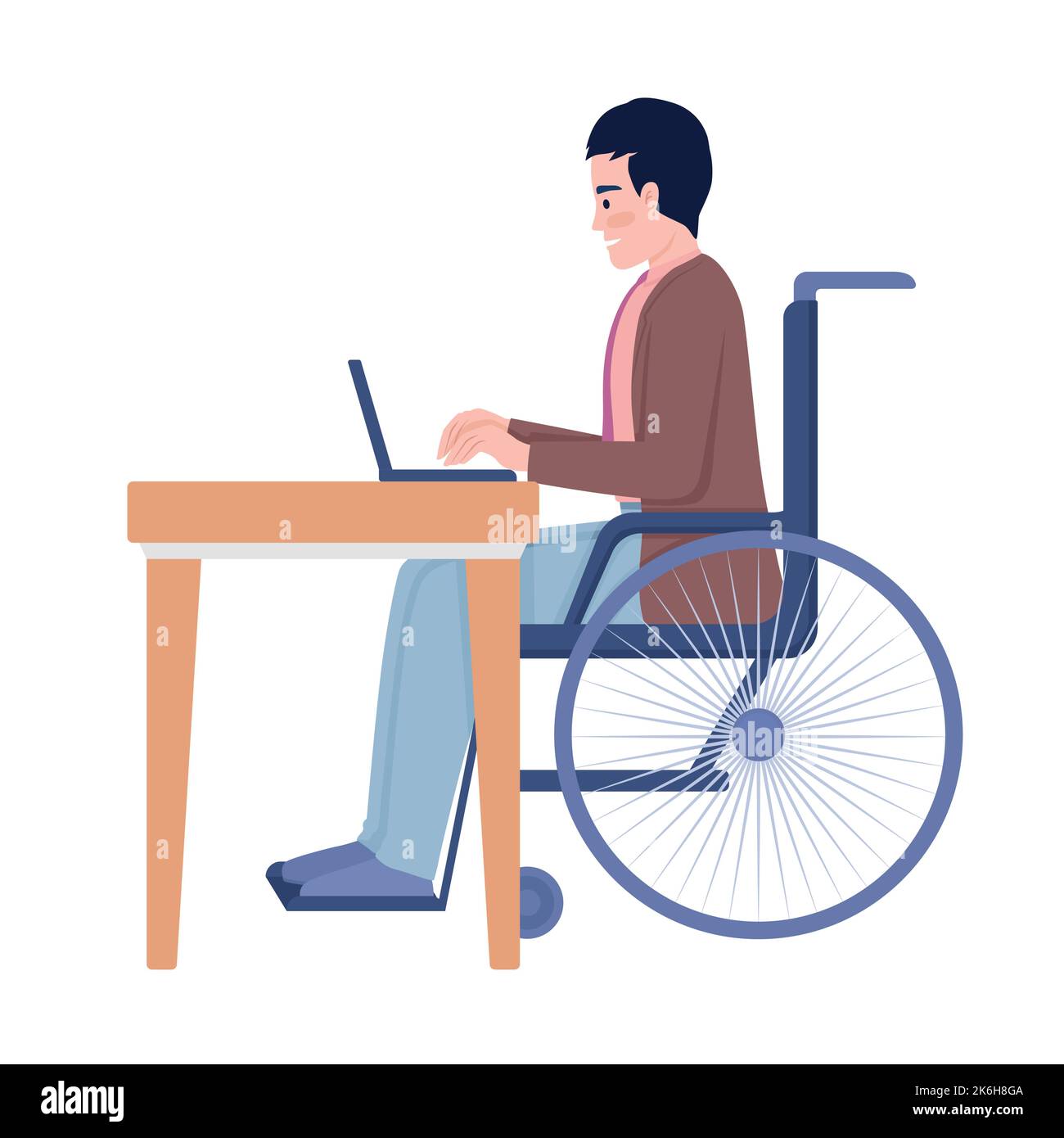 Worker with disability semi flat color vector character Stock Vector ...