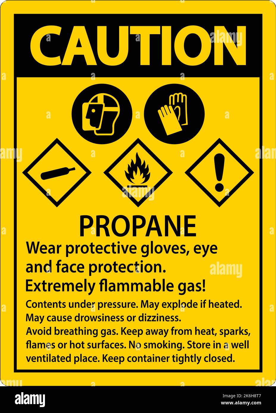 Caution Propane Flammable Gas PPE GHS Sign Stock Vector Image & Art - Alamy