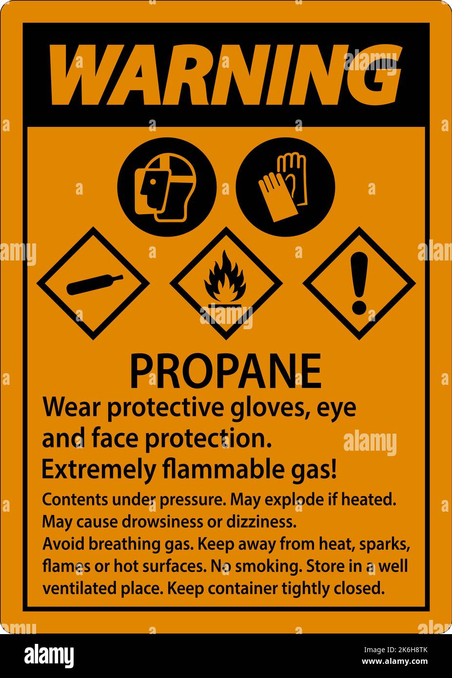 Warning Propane Flammable Gas PPE GHS Sign Stock Vector Image & Art - Alamy