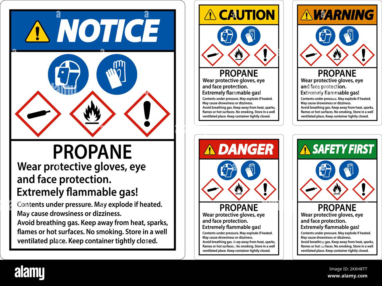 Danger Propane Flammable Gas PPE GHS Sign Stock Vector Image & Art - Alamy