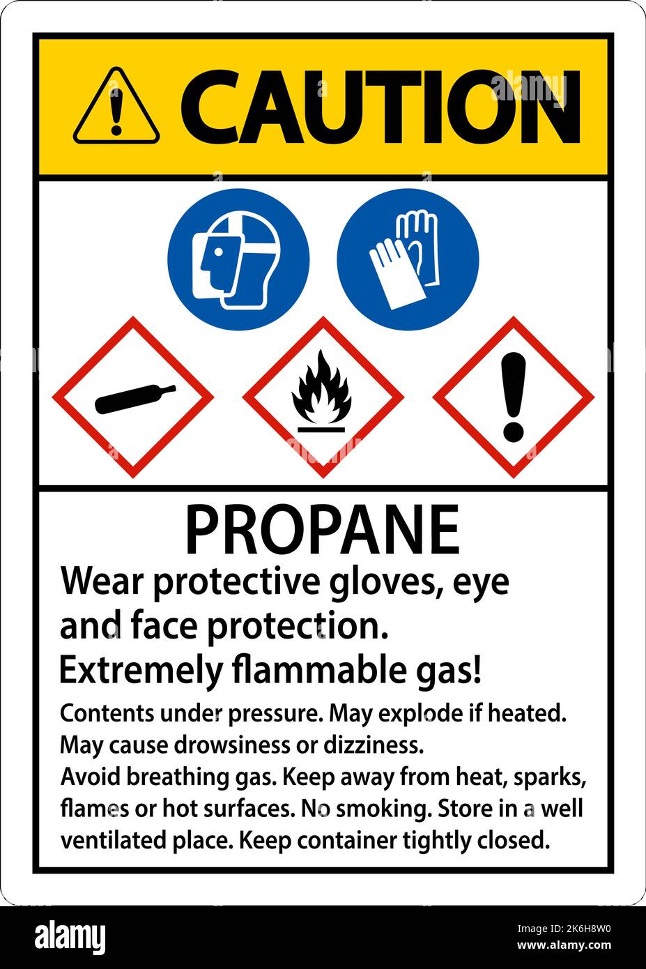 Caution Propane Flammable Gas PPE GHS Sign Stock Vector Image & Art - Alamy