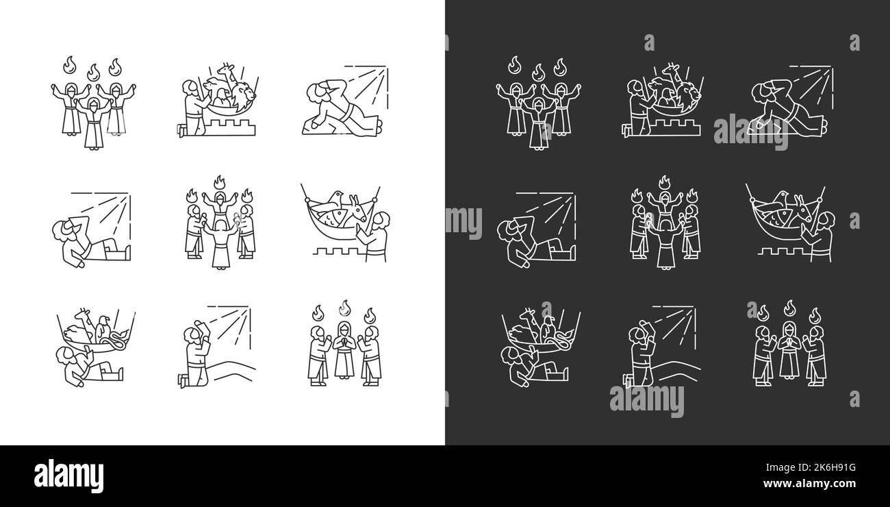 Bible narratives linear icons set for dark, light mode Stock Vector ...