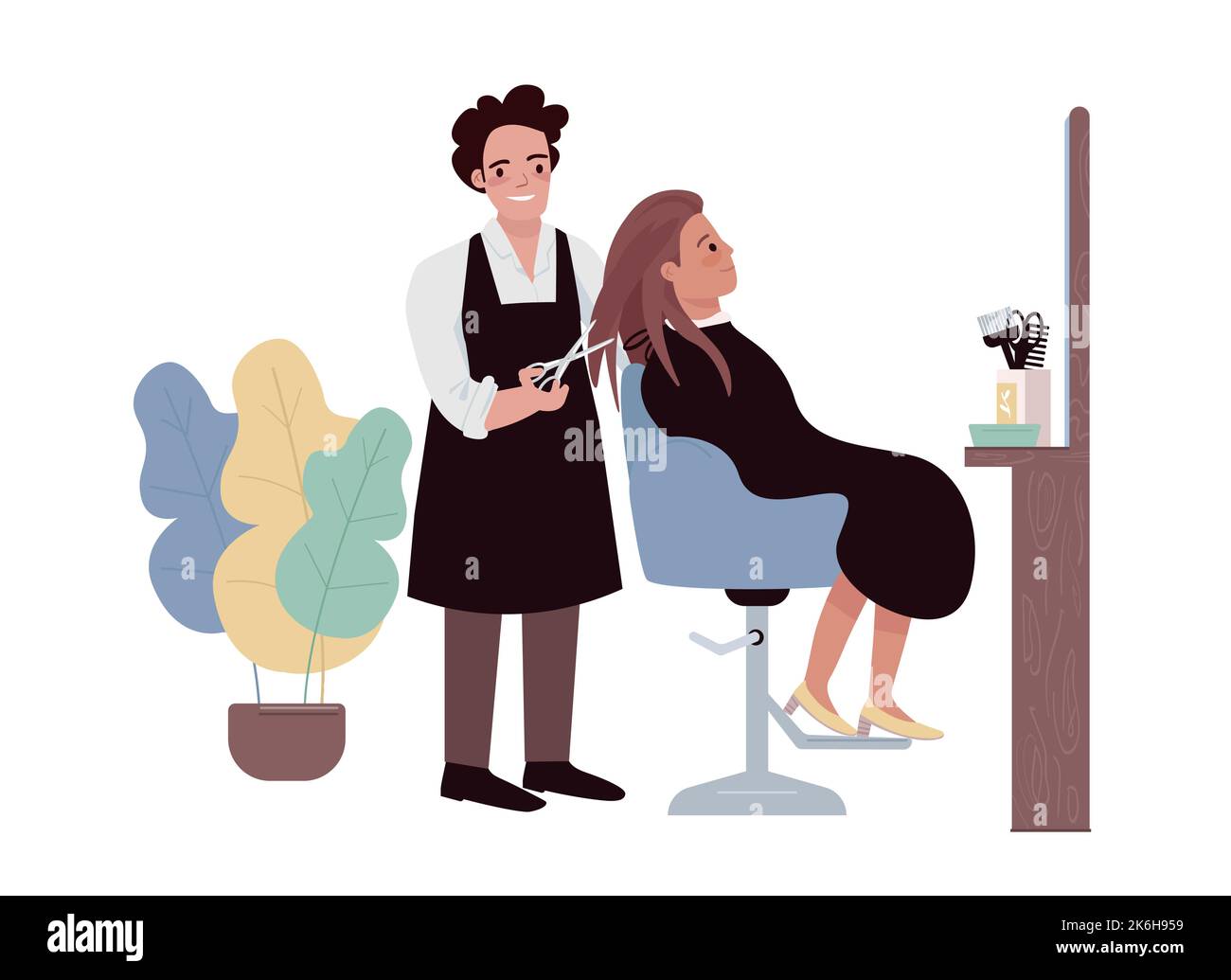 Hairdressing salon 2D vector isolated illustration Stock Vector Image ...
