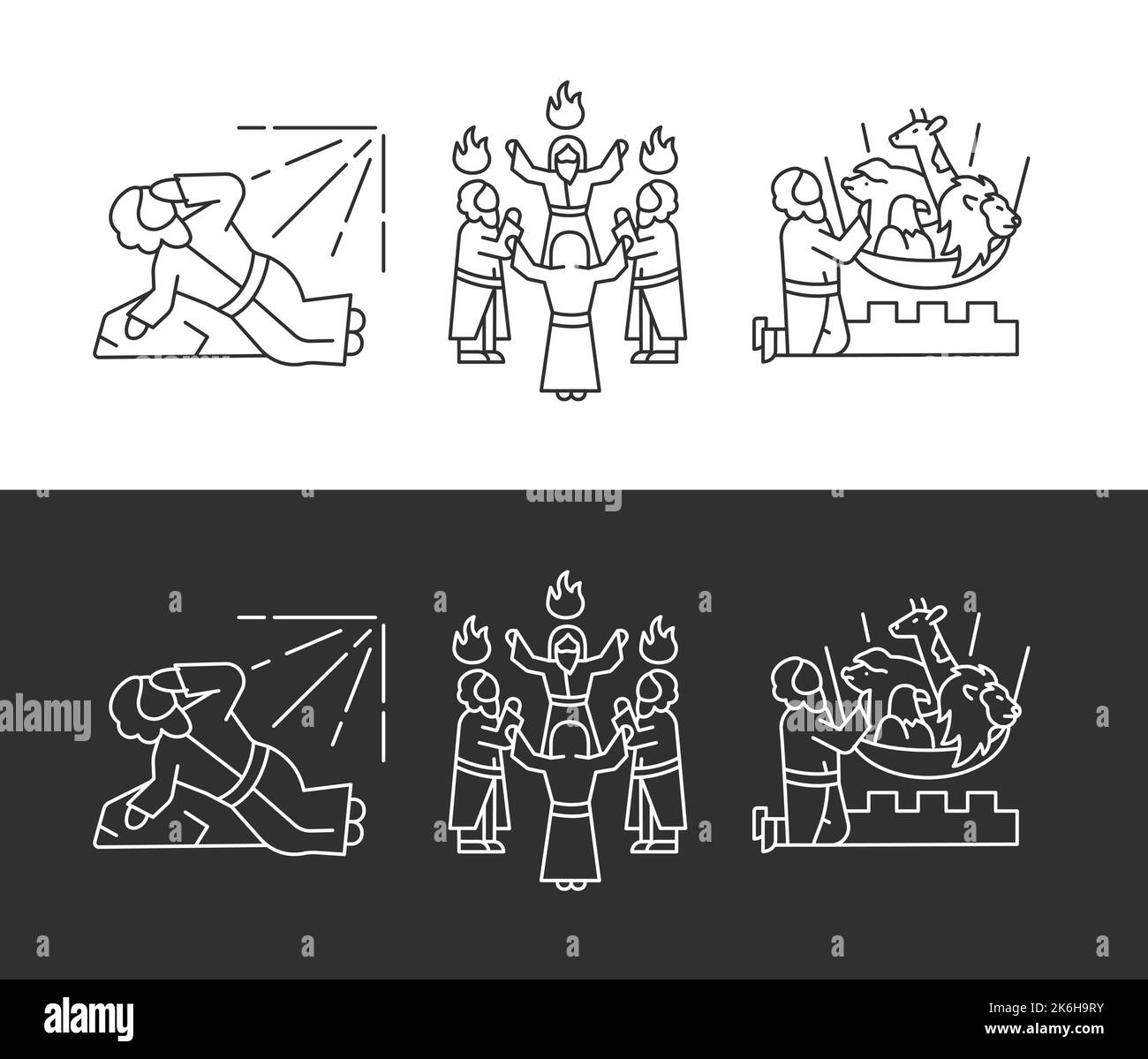 Biblical characters linear icons set for dark, light mode Stock Vector ...