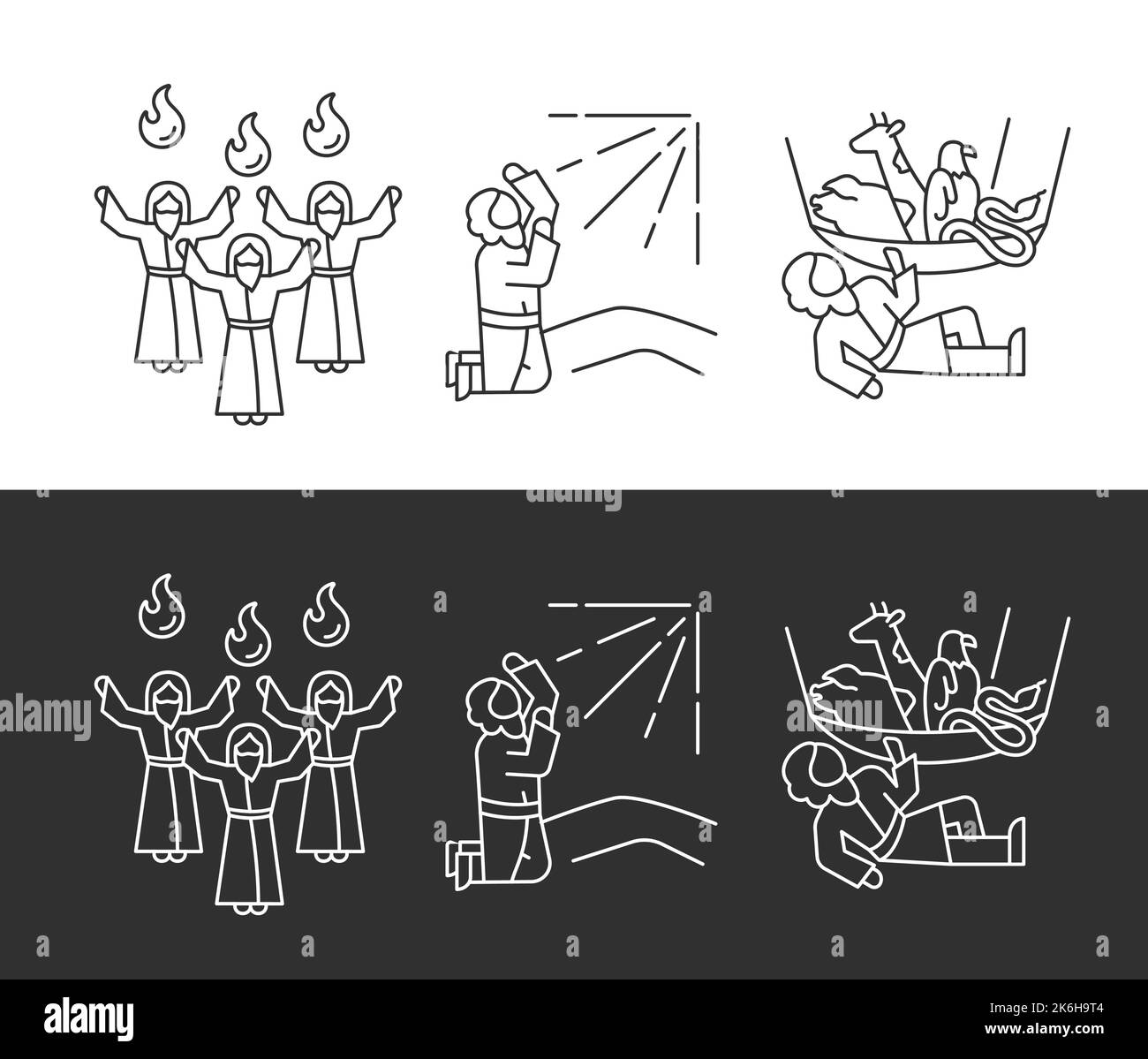 Biblical stories linear icons set for dark, light mode Stock Vector ...