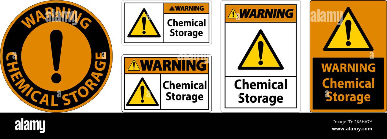 Warning Chemical Storage Symbol Sign On White Background Stock Vector ...