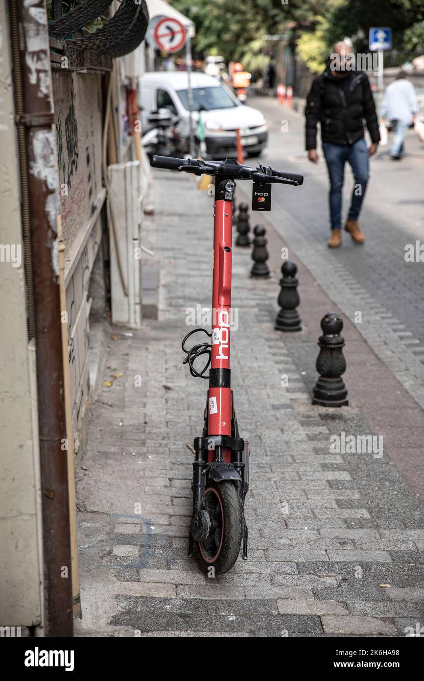 Istanbul, Turkey. 14th Oct, 2022. A scooter seen parked along the ...