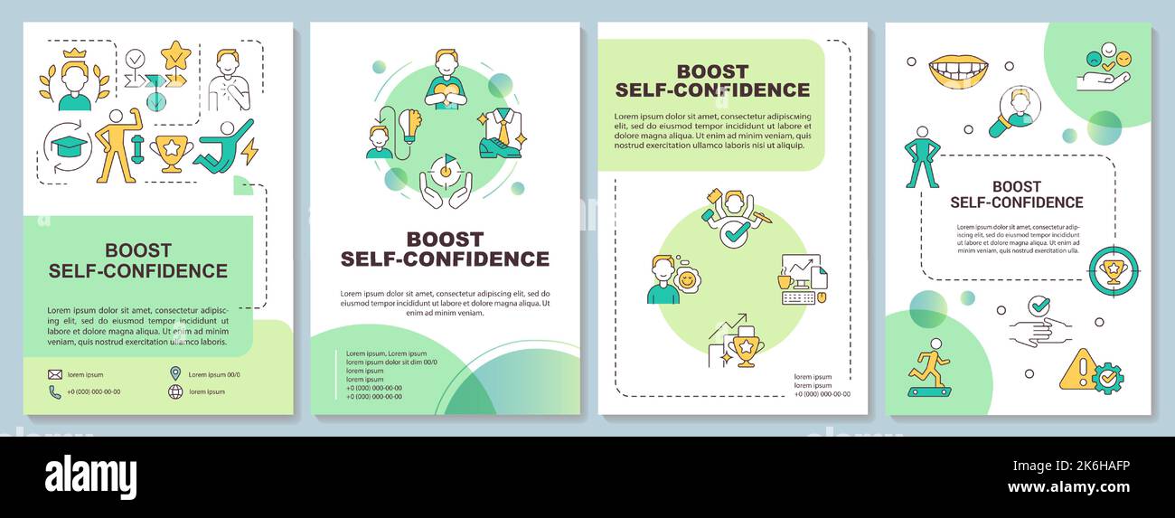 Self confidence boosting green brochure template Stock Vector Image ...