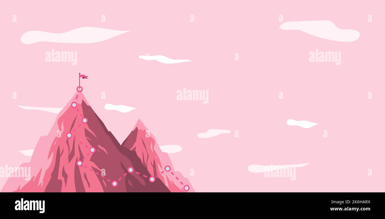 Man On A Mountain Drawing Proud Of His Climbing Success To The Clouds ...