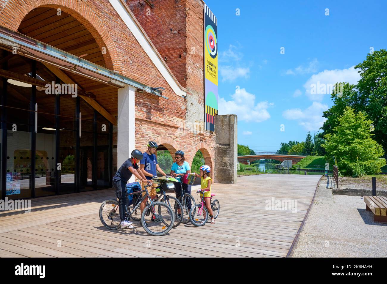 The Montech water slope with the former paper mill renovated in 2020 ...