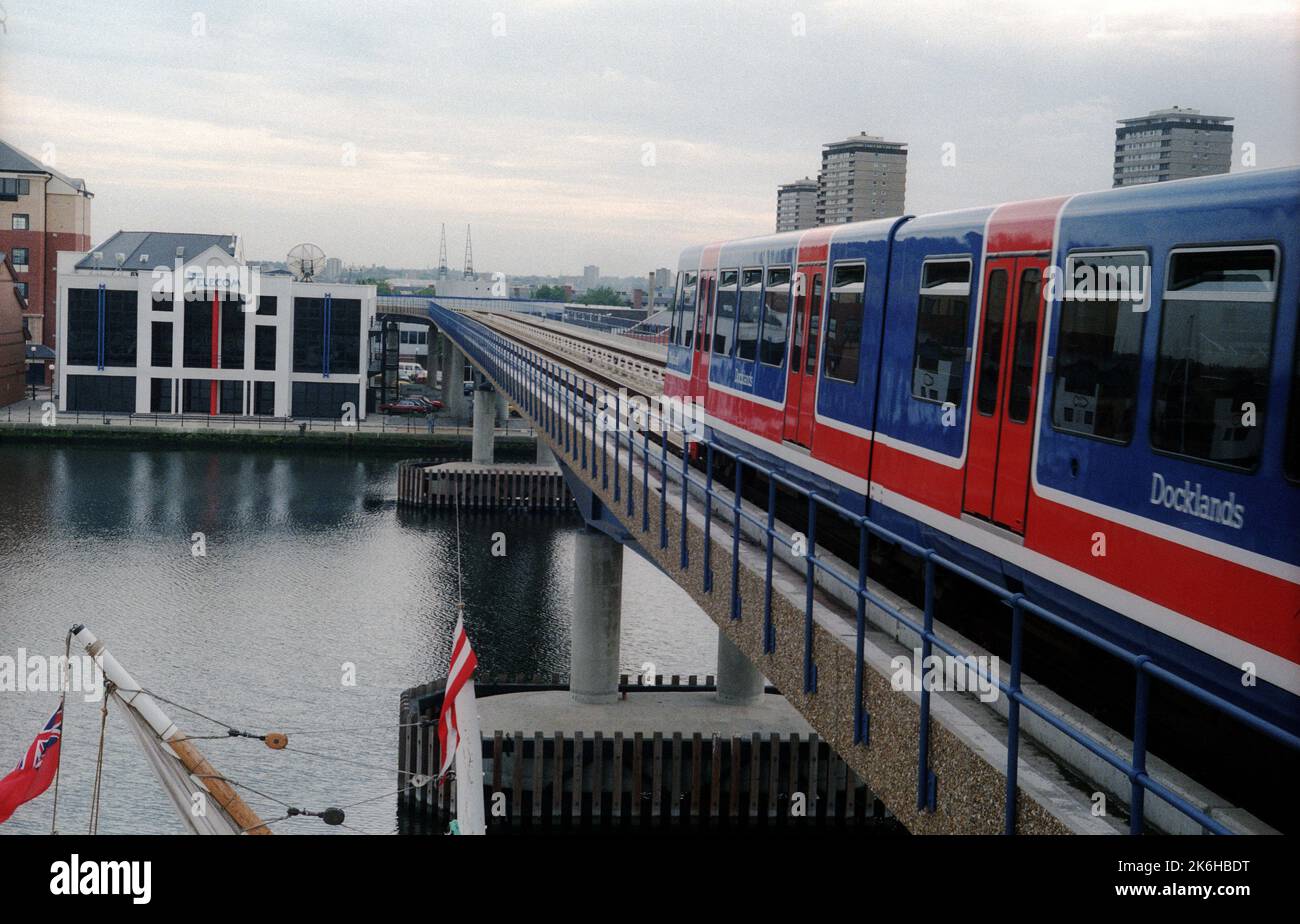 London's automated Docklands Light Railway a month after opening ...