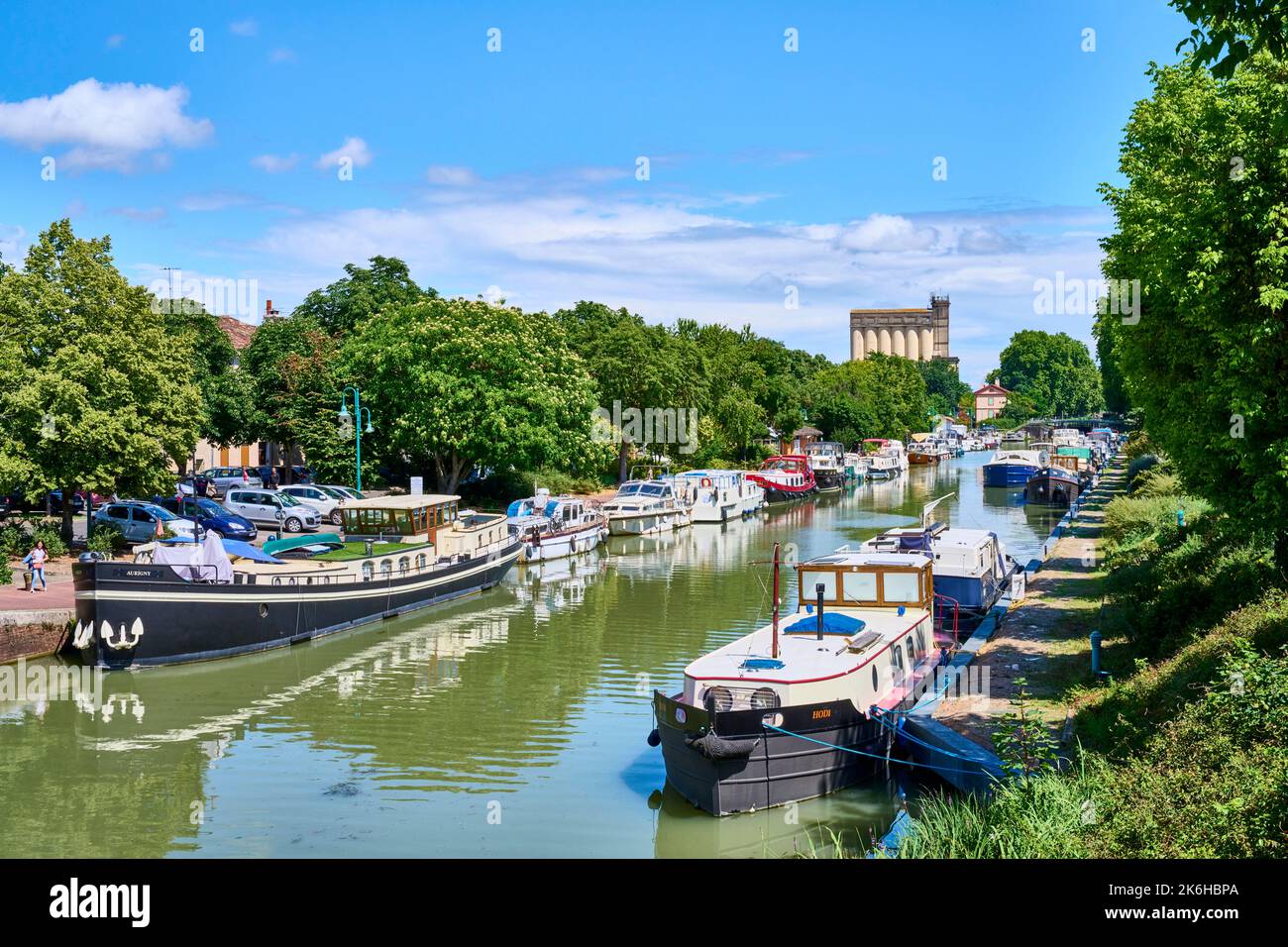 Moissac (south western France): barges in the river port on the Canal ...