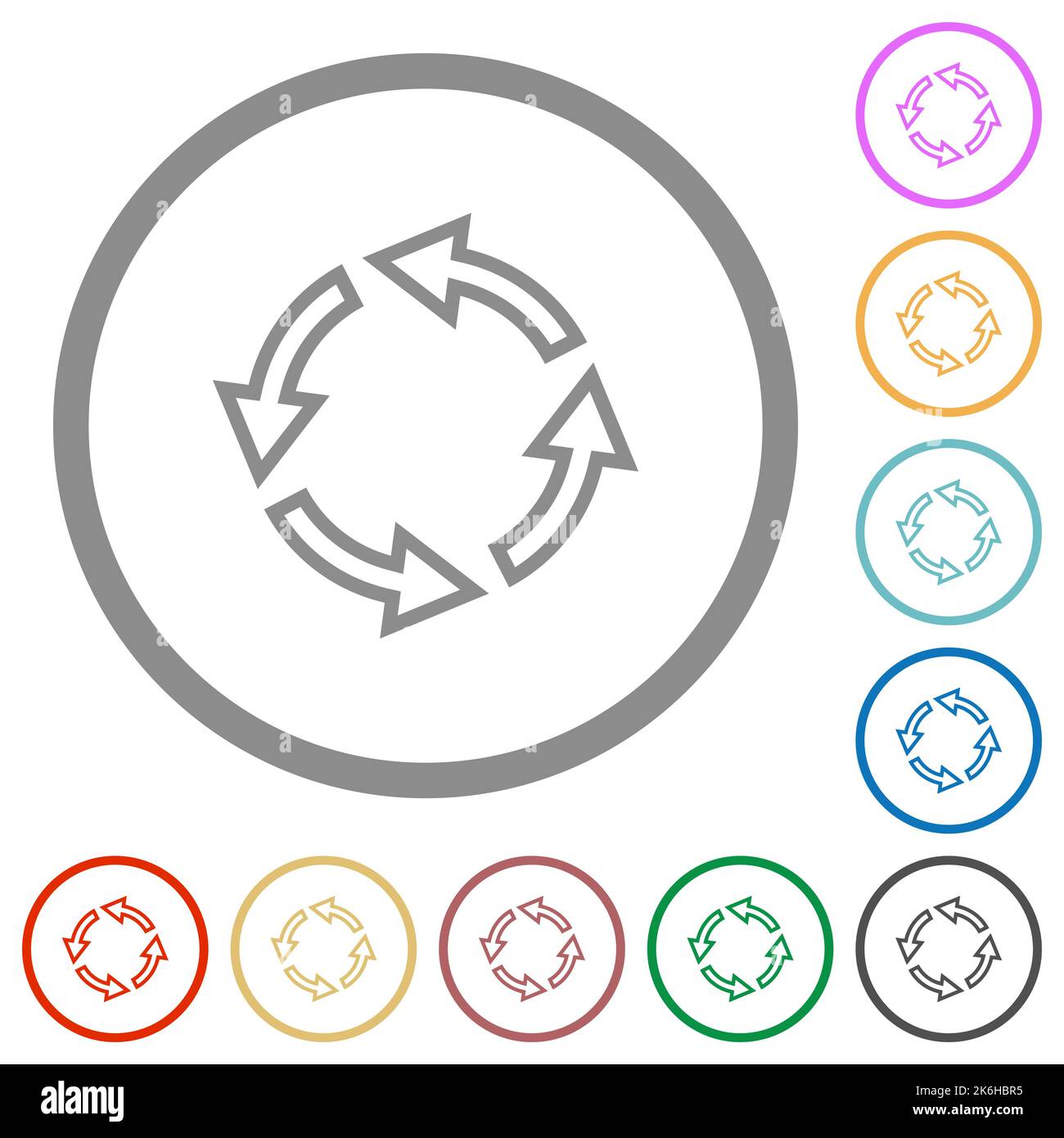 Rotate left outline flat color icons in round outlines on white background Stock Vector Image ...