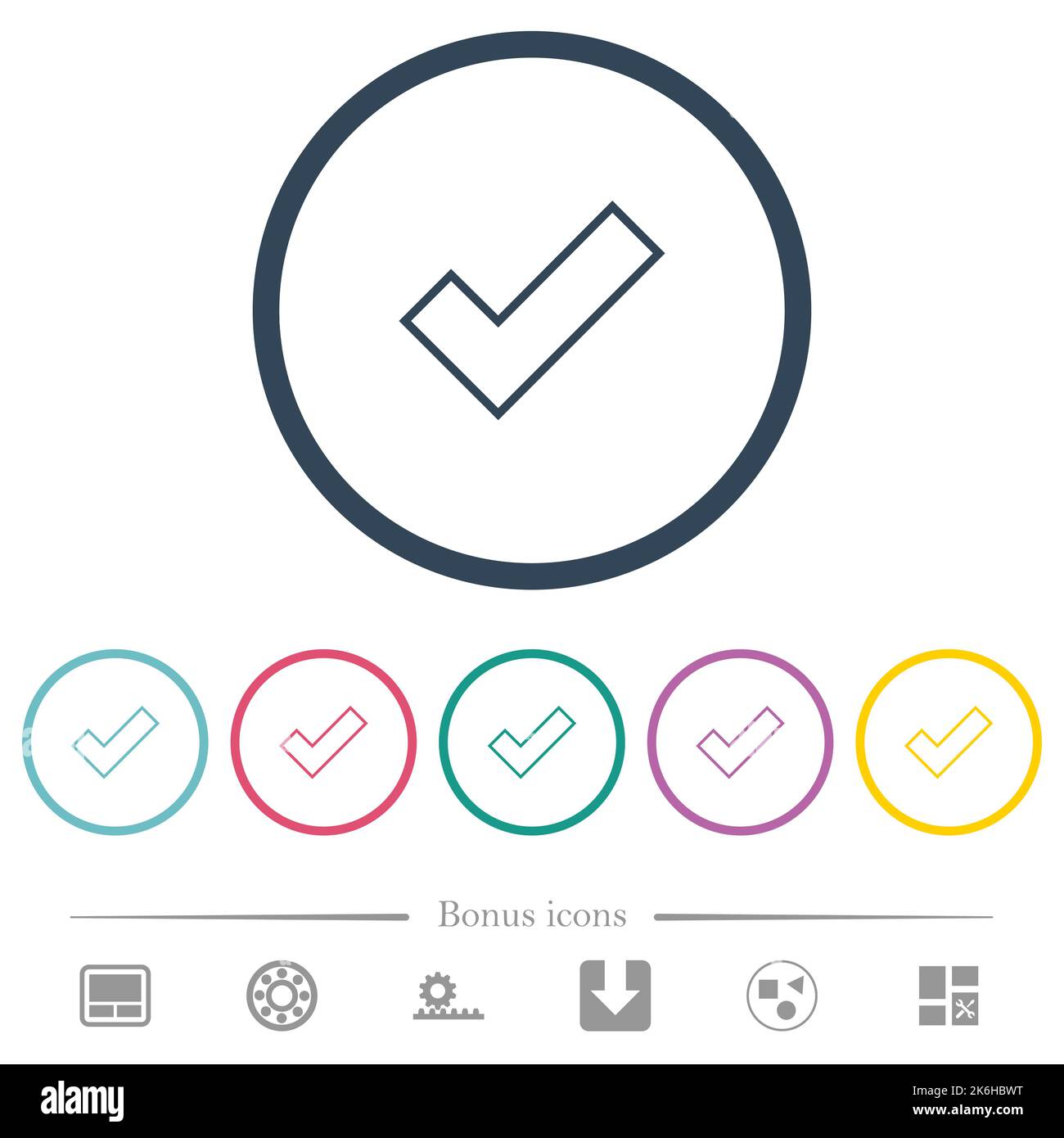 Ok Outline Flat Color Icons In Round Outlines 6 Bonus Icons Included Stock Vector Image And Art