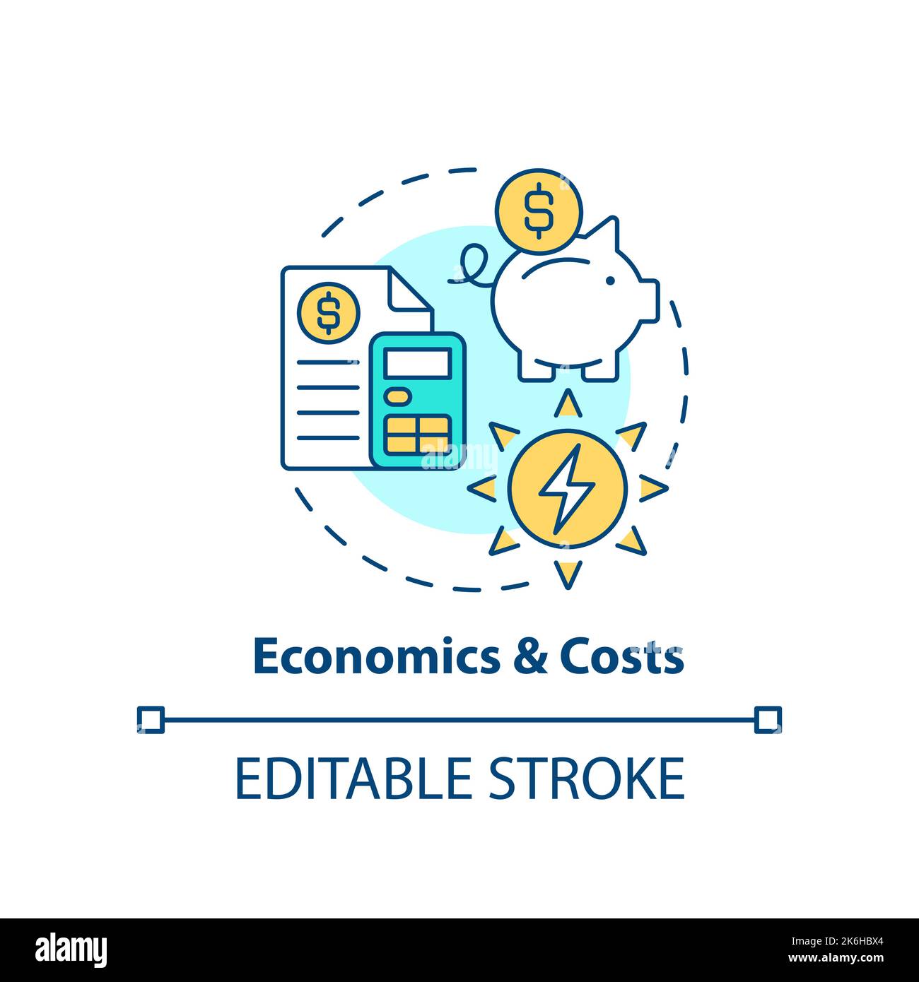 Economics and costs of home renewable energy concept icon Stock Vector ...