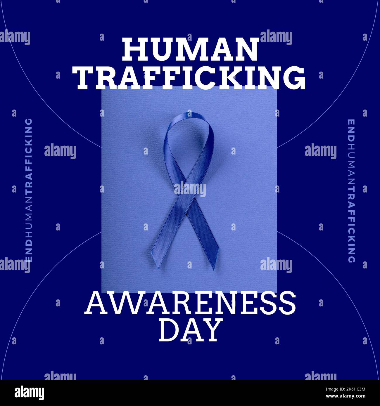 Composite of blue awareness ribbon with human trafficking awareness day ...