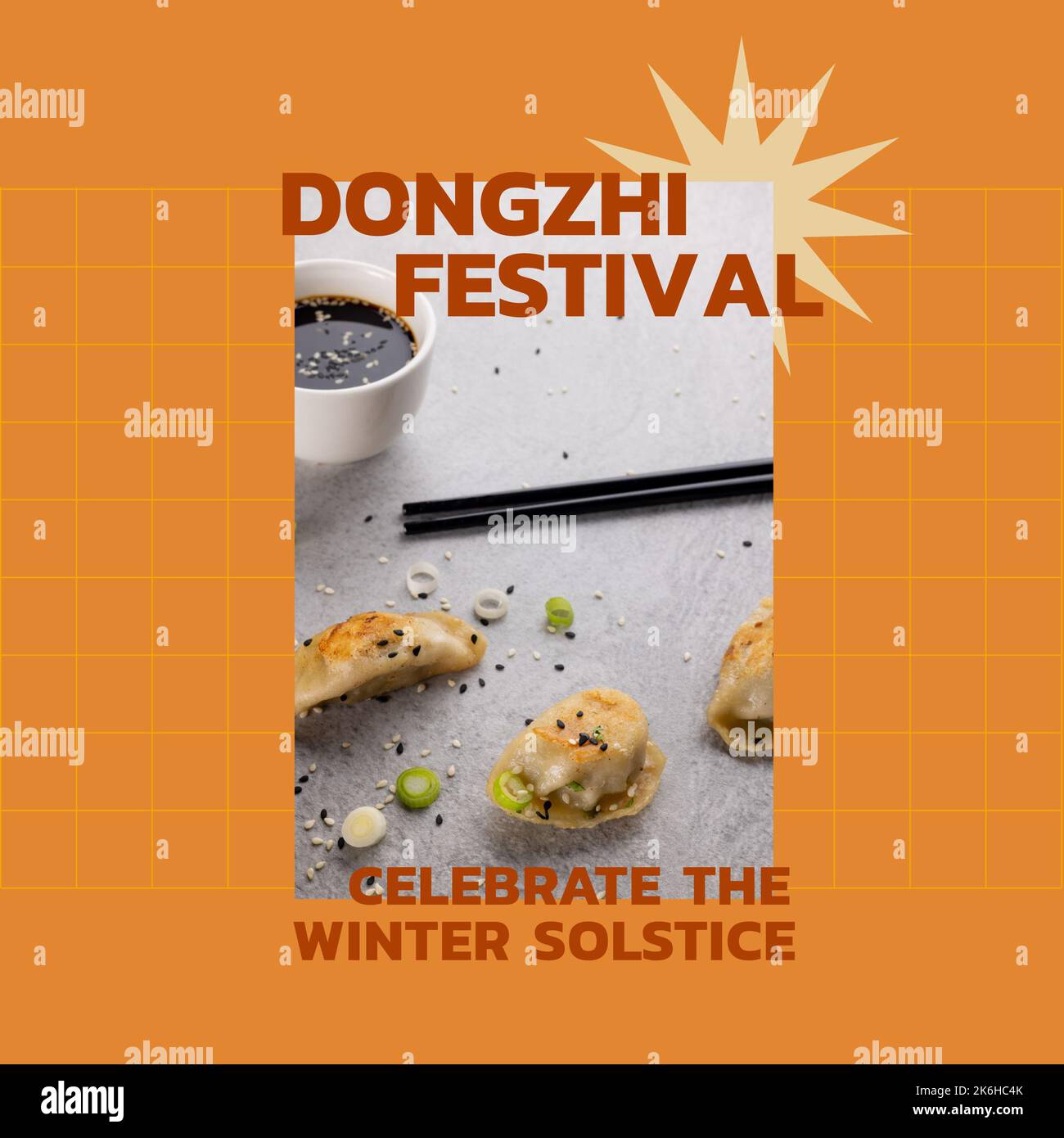 Square image of chines dumplings and happy dongzhi festival celebrate ...