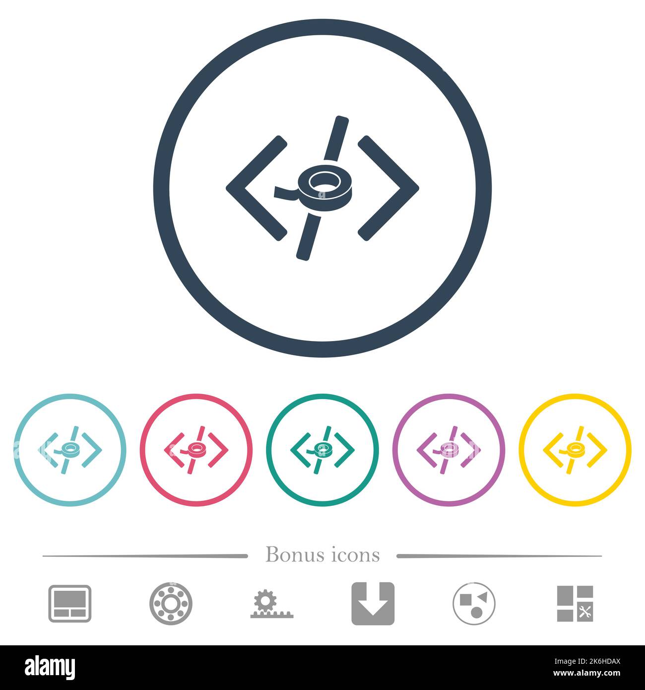 Software patch flat color icons in round outlines. 6 bonus icons ...