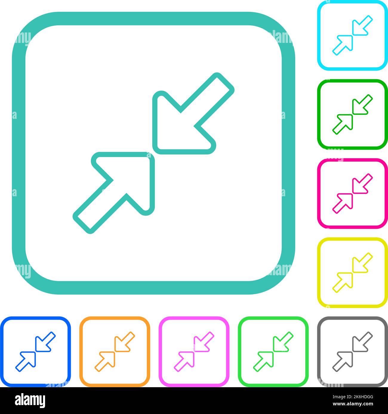 Resize small outline vivid colored flat icons in curved borders on white background Stock Vector ...